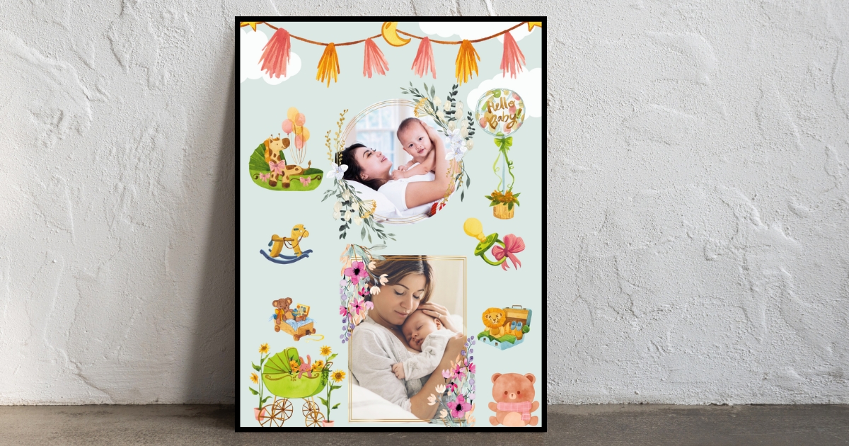Personalized Colorful Baby Birth Frame - iloveframe.com